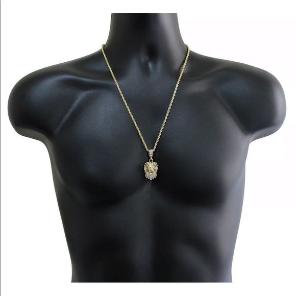 Accessories | 14k Gold Plated Iced Out Lion Head 2 Rope Chain | Poshmark